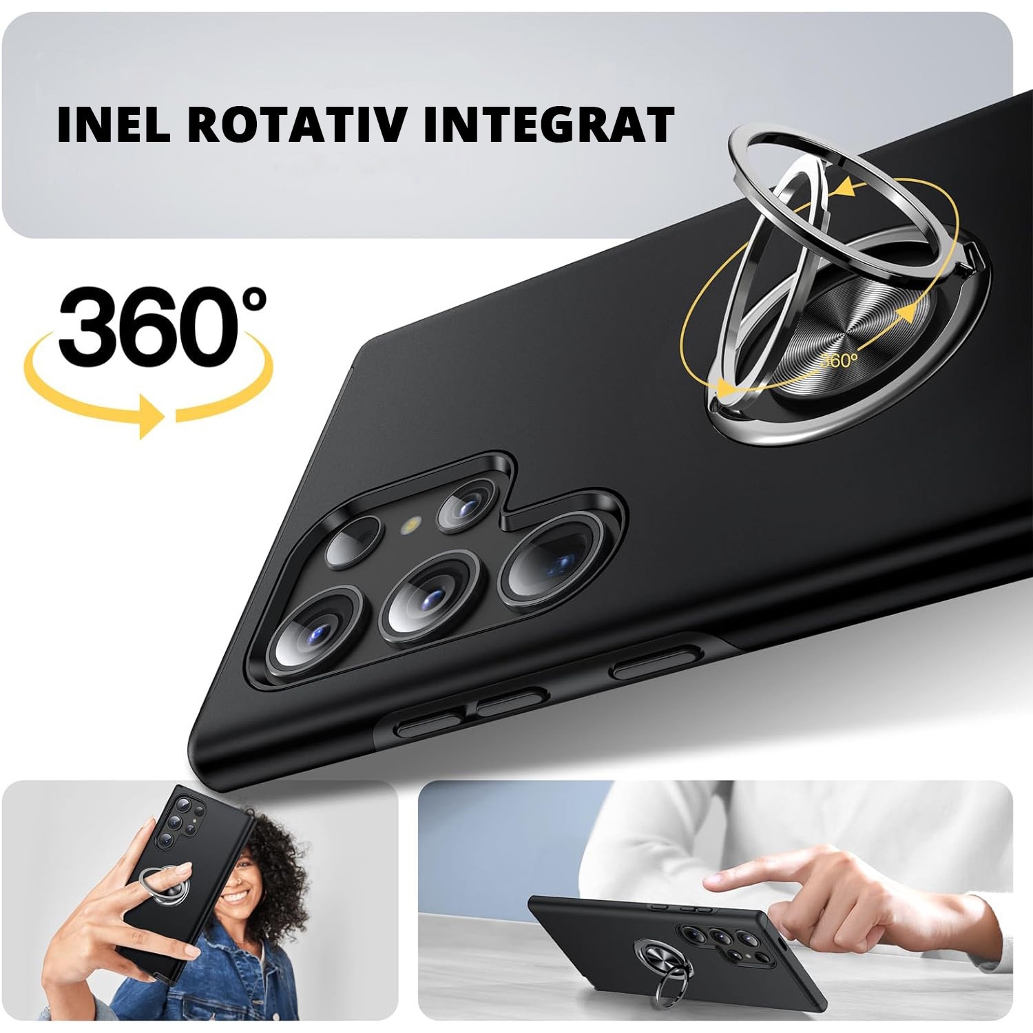 Husa pentru Samsung Galaxy S24 ULTRA, inel rotativ si Kickstand 360 ...