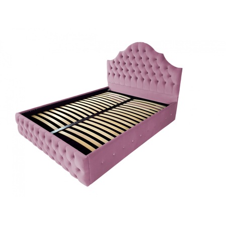 Pat tapitat Sophia, 120x200cm, somiera metalica rabatabila, spatiu ...