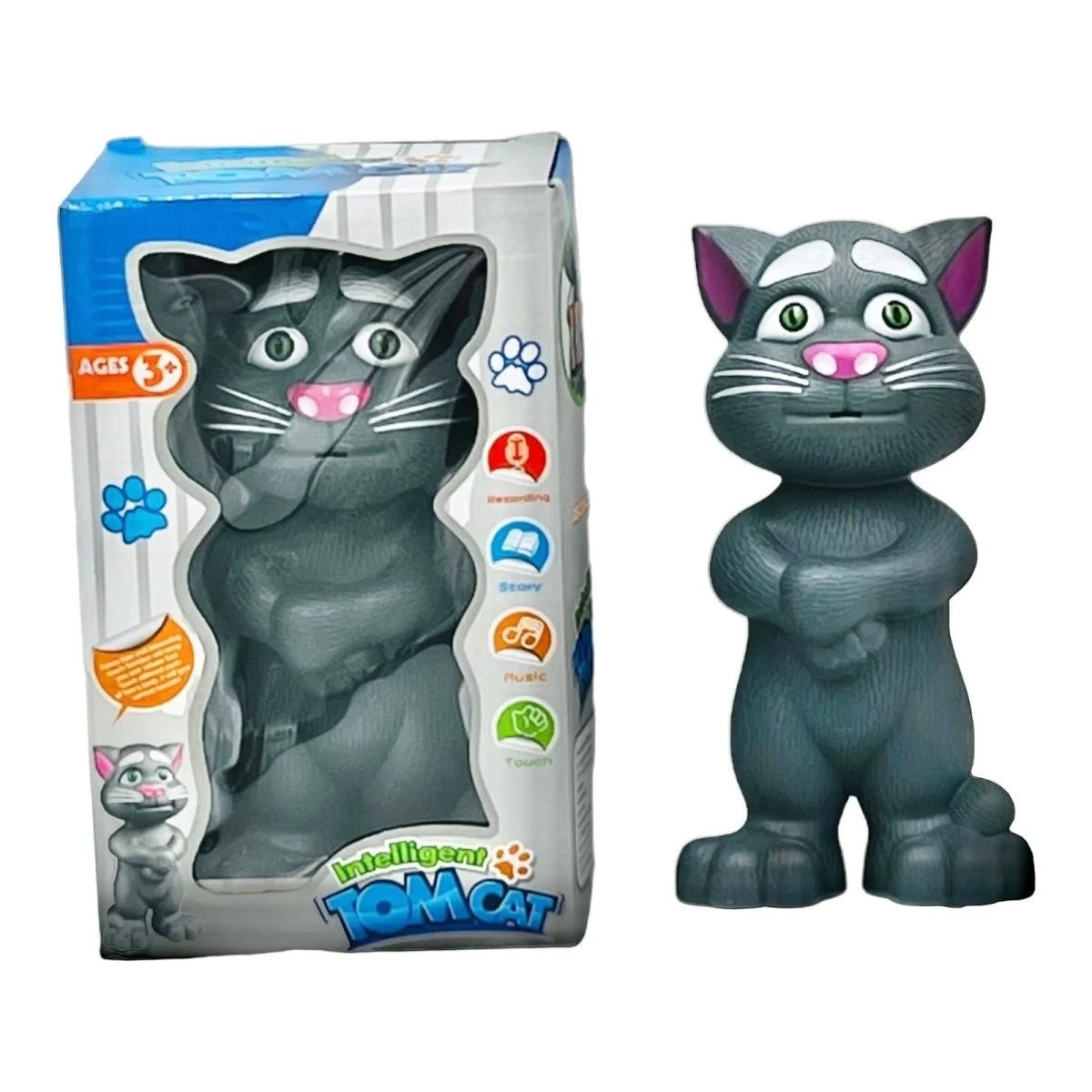 Jucarie interactiva Talking Tom, motanul inteligent, inaltime 25cm, gri ...