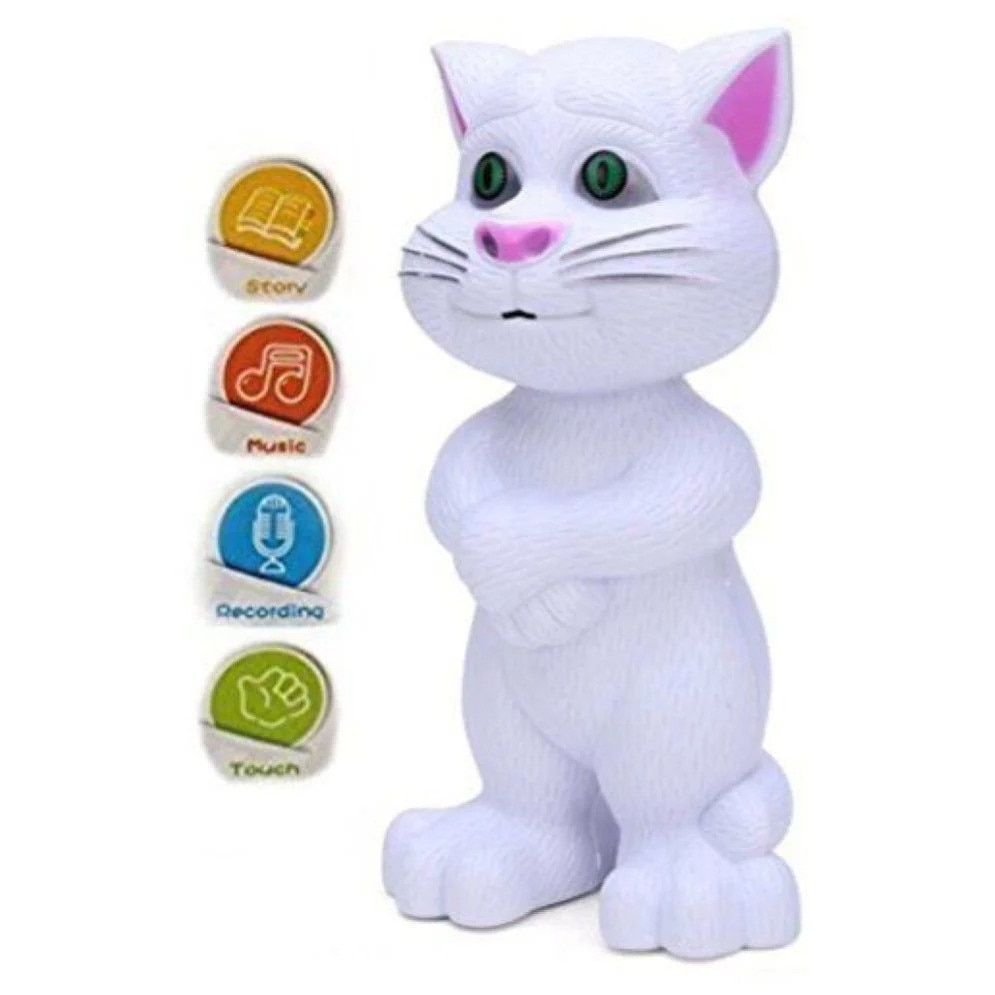 Jucarie interactiva Talking Tom, motanul inteligent, inaltime 25cm, alb ...