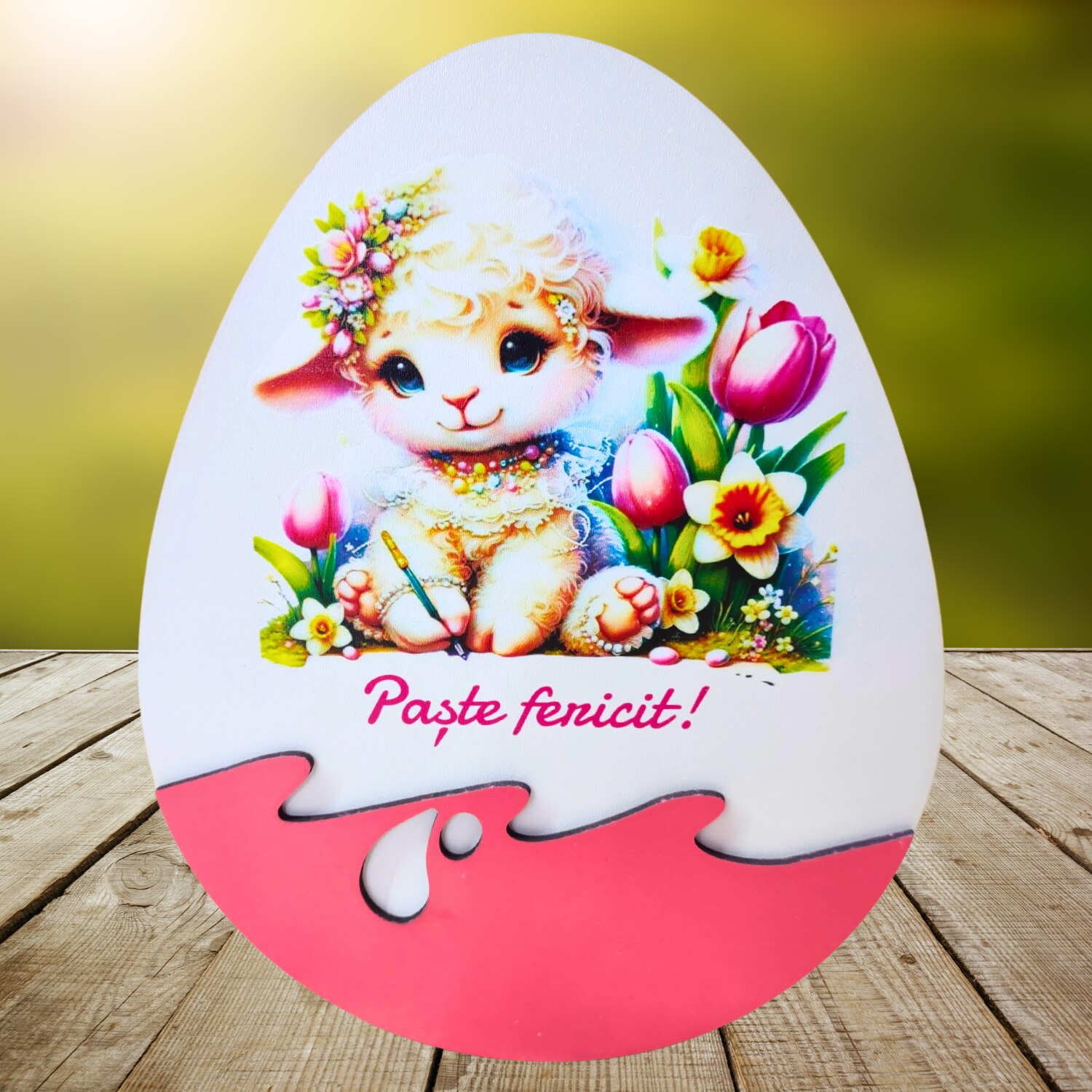 Cutie tip Ou - Paste fericit! -v5 25x20x6, din lemn, pentru cadouri sau ...