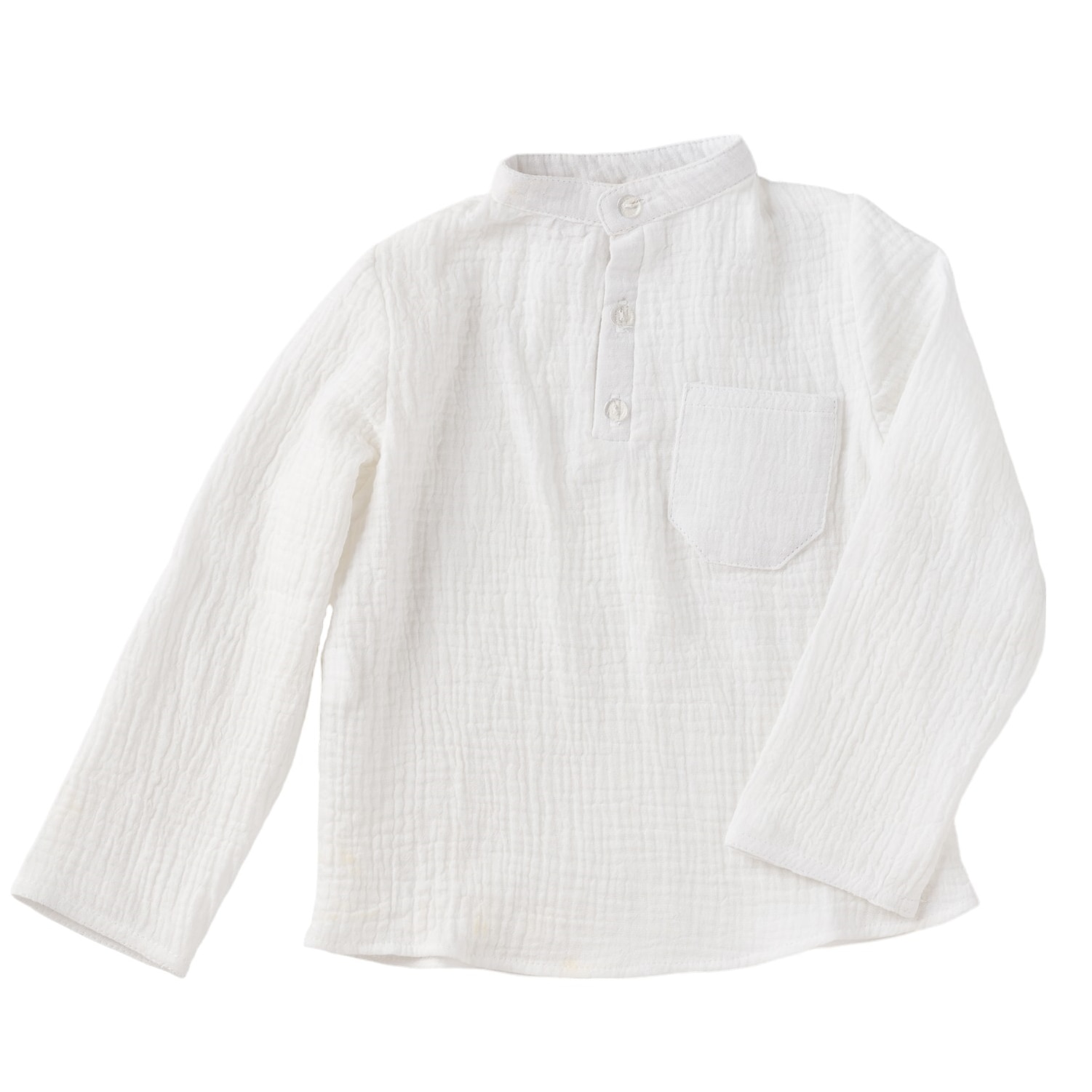 Camasa din muselina de bumbac 100%, alba, pentru baieti, cu buzunar ...