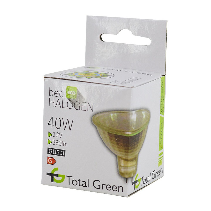 Bec halogen, Spot, MR16, ECO, Total Green, 40W, GU5.3, 12V, lumina ...