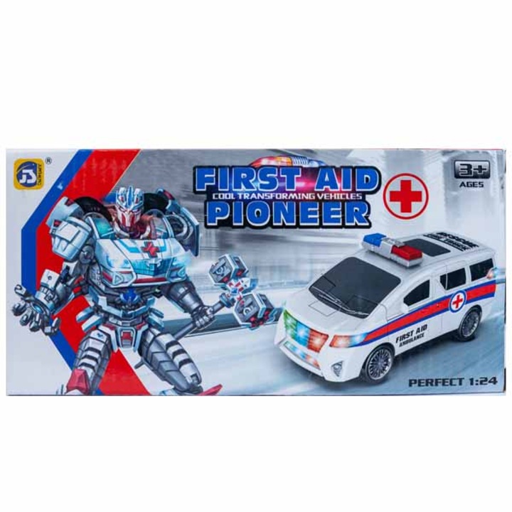 Ambulanta care se transforma in robot, cu sunete si lumini, First aid ...