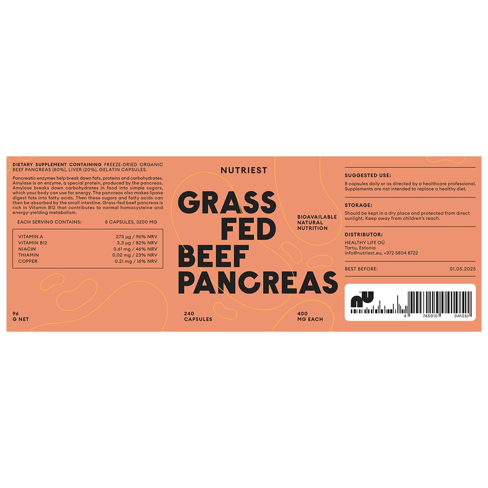 Grass fed Beef Pancreas - supliment alimentar 240cps - eMAG.ro