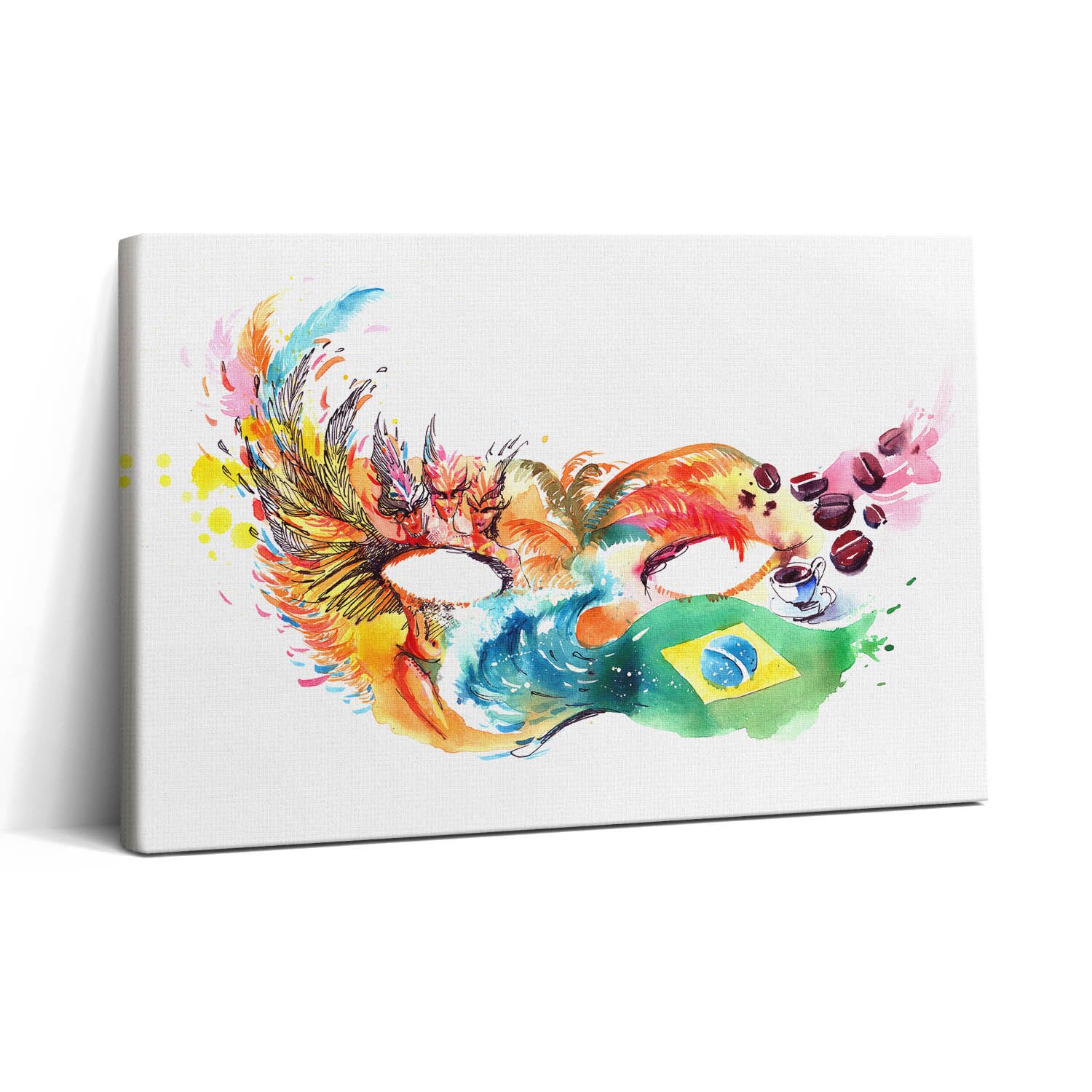 Vászonfestmény, Wallfluent, A brazil kultúra és a maszkzászló, Fehér, 30x20 cm - eMAG.hu