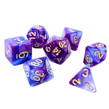 Set de 7 zaruri acrilice, multicolor, pentru jocuri de societate si RPG ...