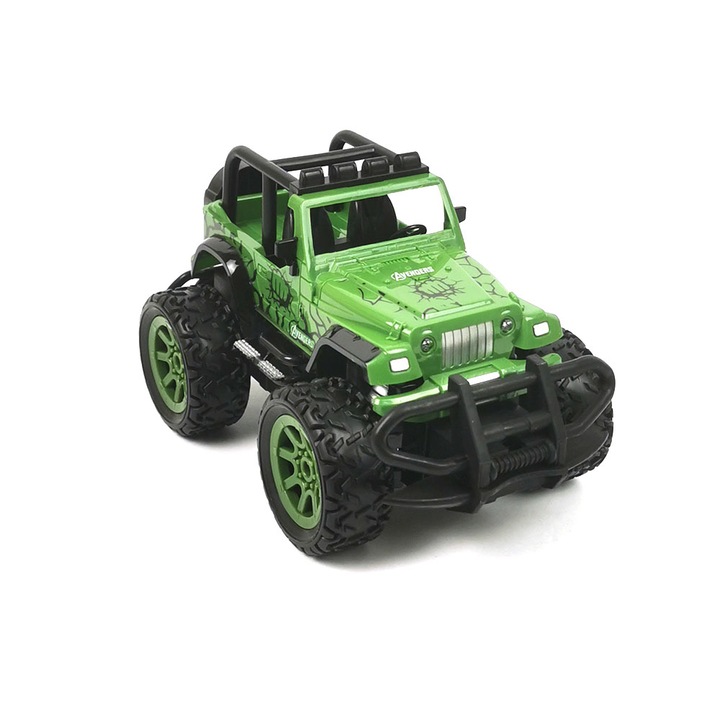 Masinuta cu telecomanda, Hulk Jeep, 1:18, Verde/Negru - eMAG.ro