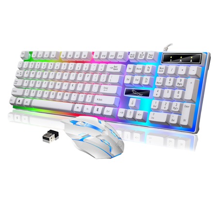 Kit Tastatura si Mouse wireless, Iluminare RGB, Impermeabil, 104 Taste ...