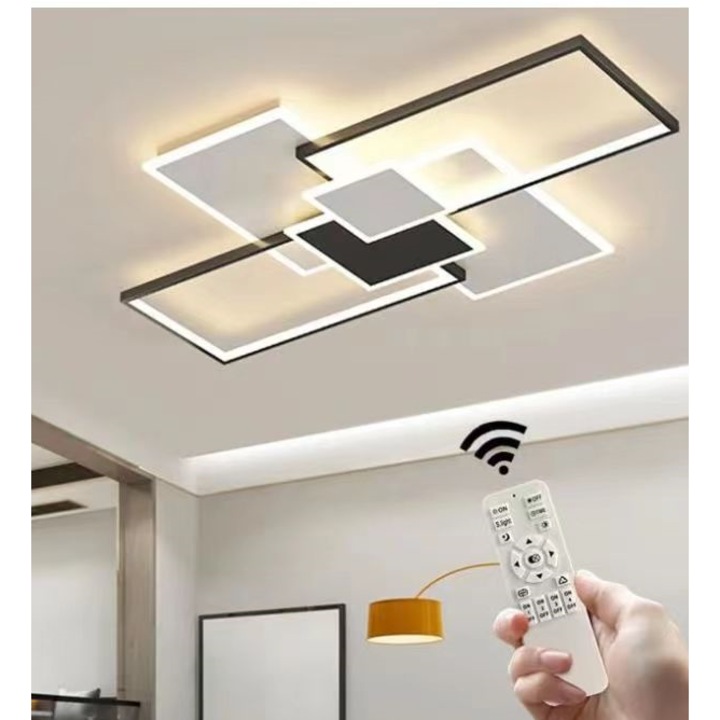 Plafoniera Cu Led, Goeco, Negru sI Alb, Dreptunghiulara, 100w, Diametru ...