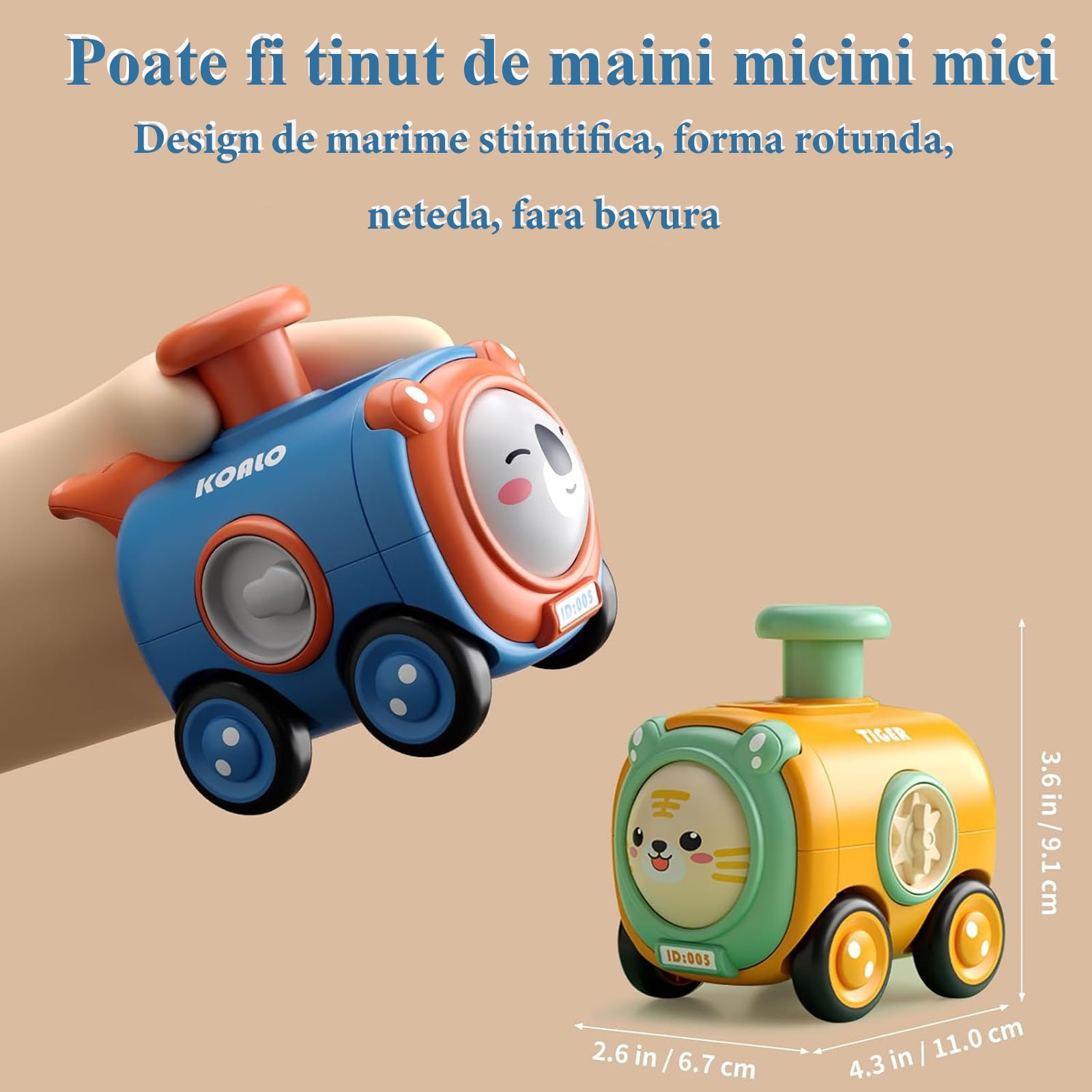 Un Set de Patru Masini de Jucarie, Tren de Animale cu Inertie de Desene ...