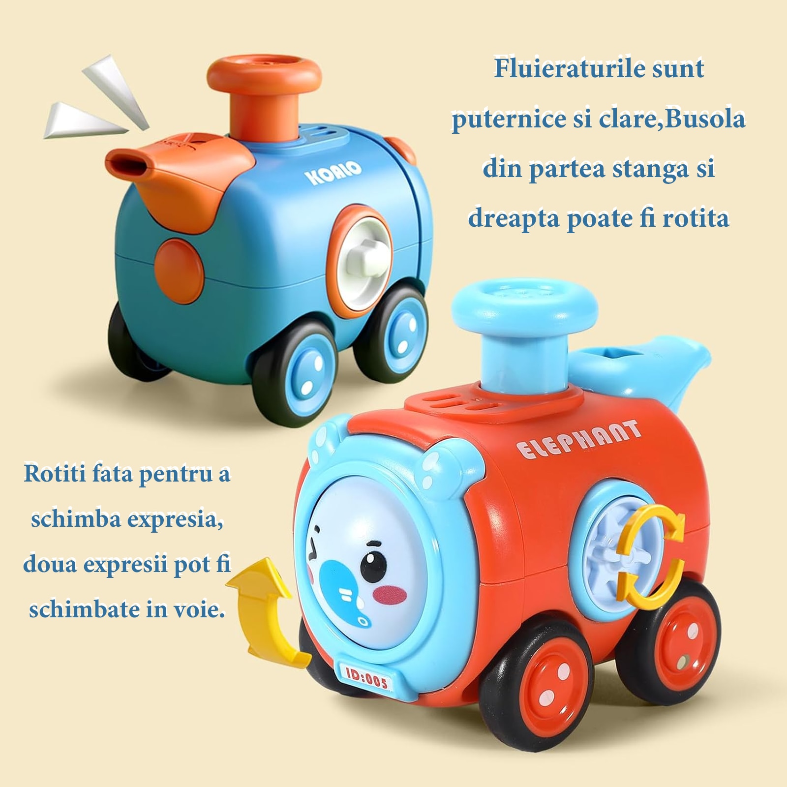 Un Set de Patru Masini de Jucarie, Tren de Animale cu Inertie de Desene ...