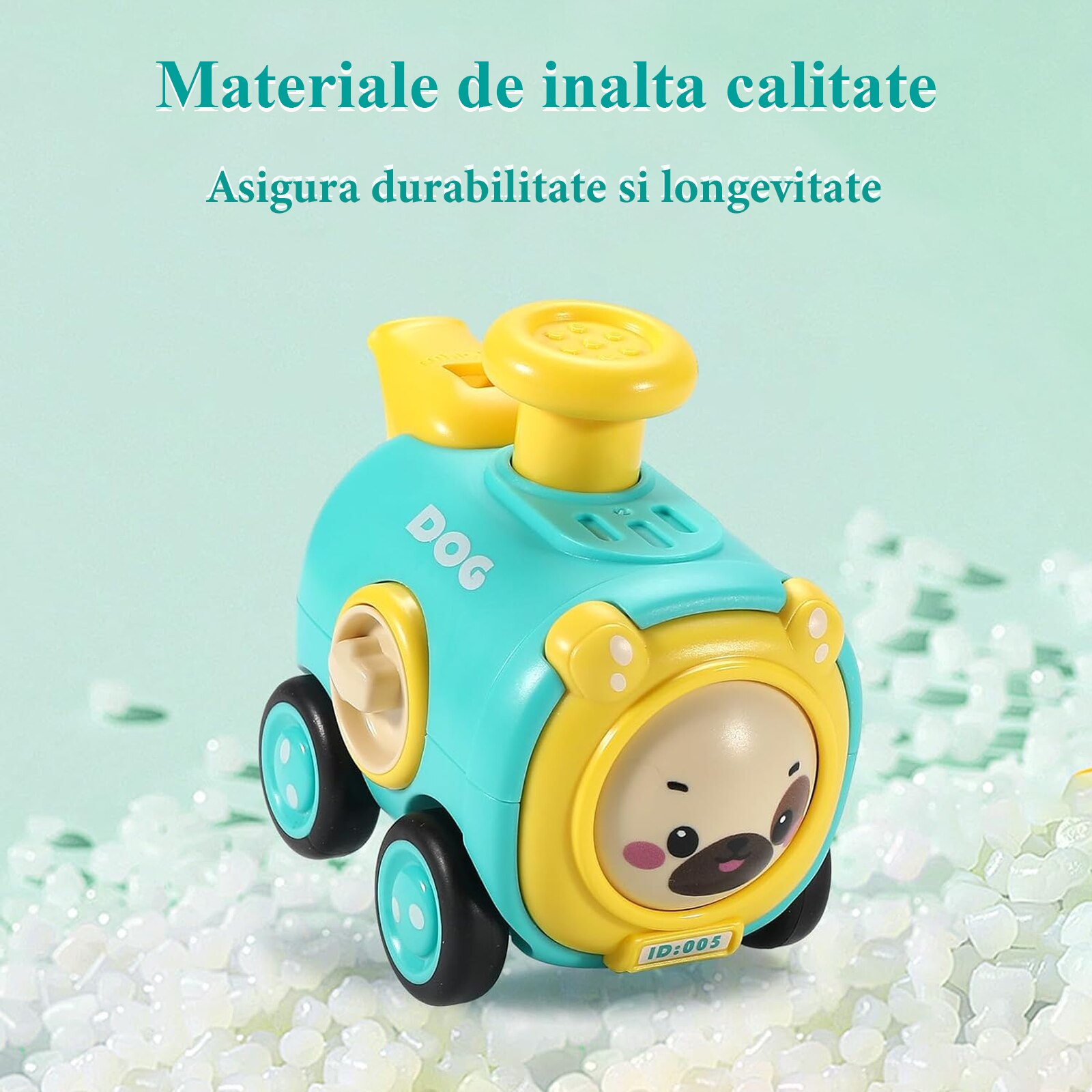 Un Set de Patru Masini de Jucarie, Tren de Animale cu Inertie de Desene ...