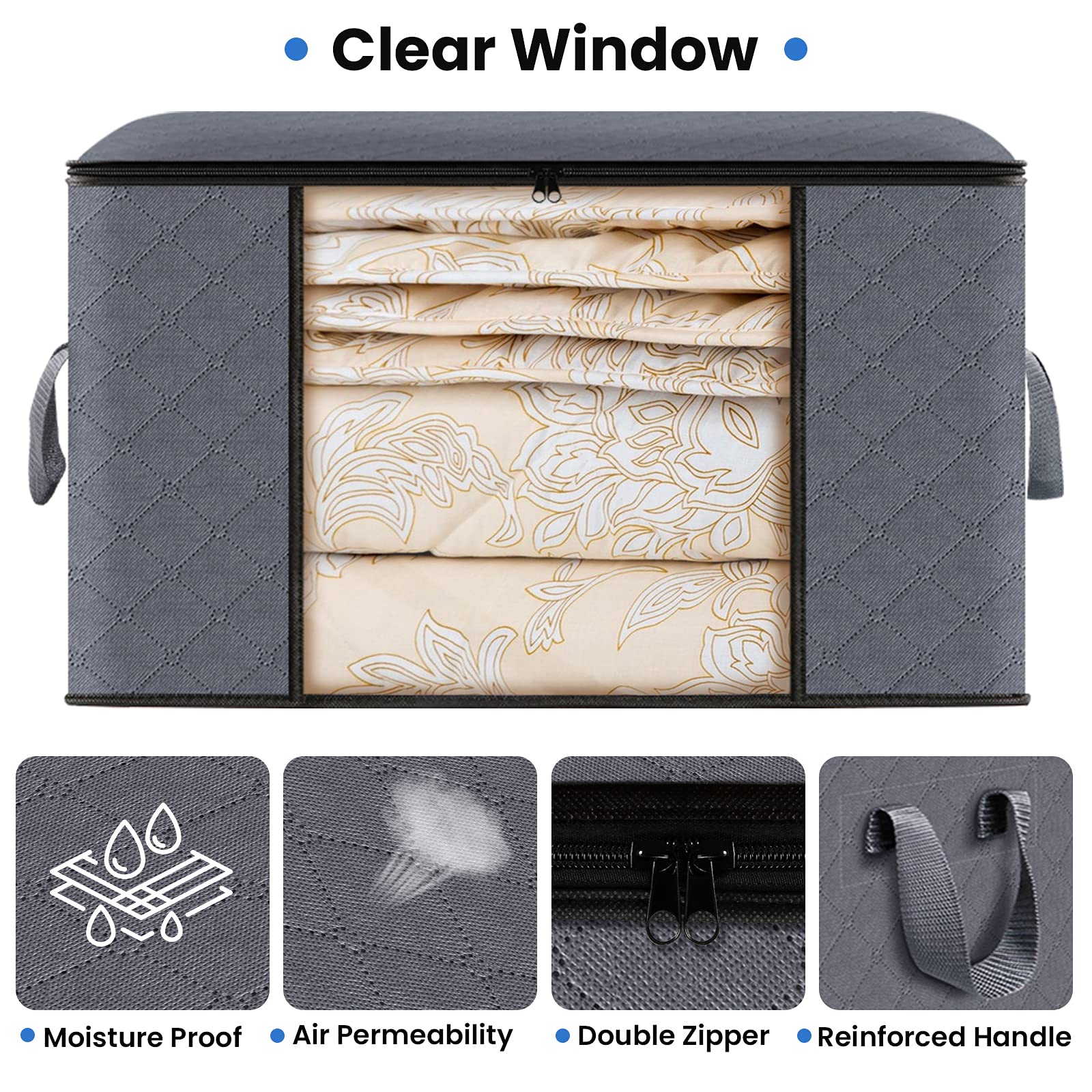 Set 6 Organizatoare pentru Haine, Capacitate 60L, cu Fereastra si ...