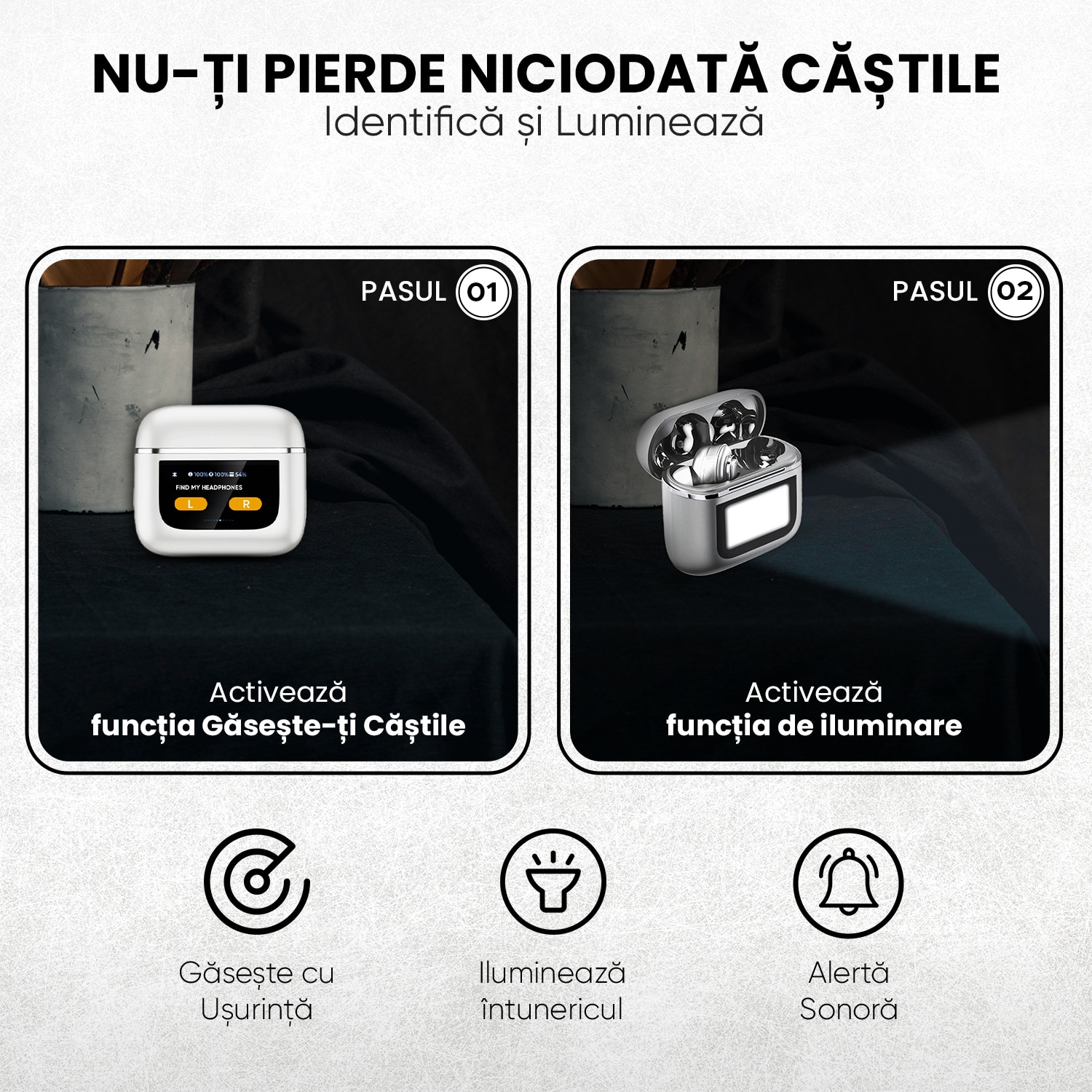 Casti wireless bluetooth ROTTER®️ cu Touch Screen si Anularea ...