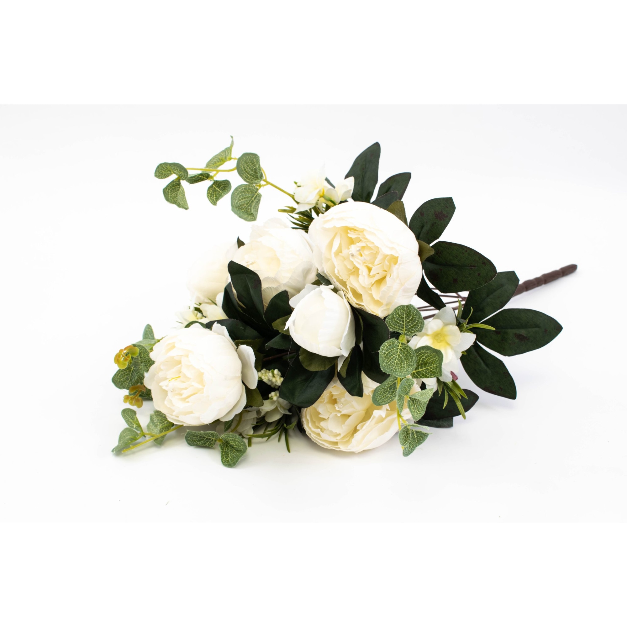 Buchet de bujori, textil 53x25 cm, alb M1 - eMAG.ro