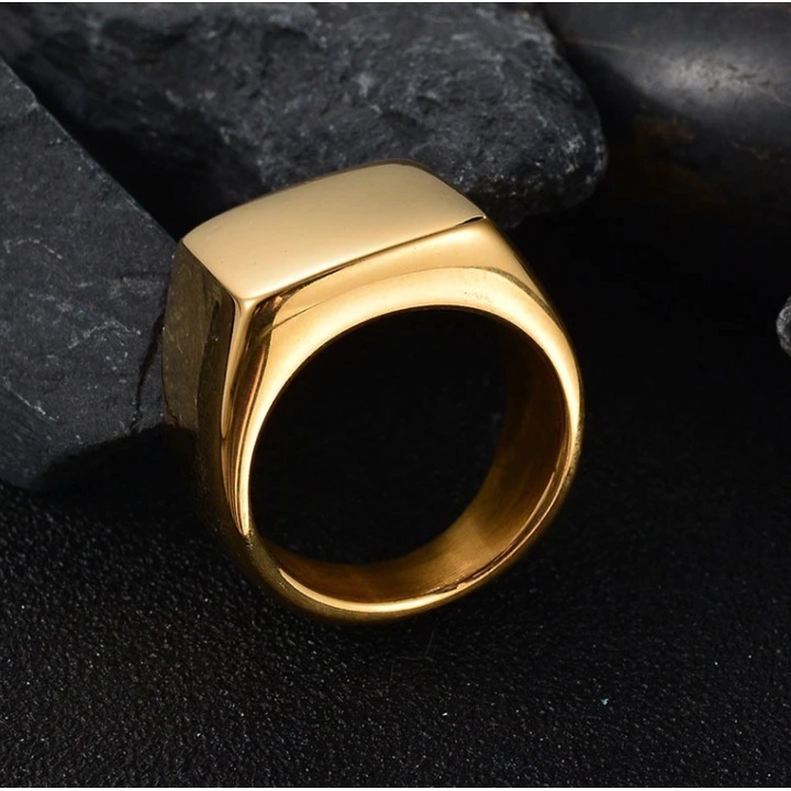 Inel Ghiul, Barbati, Design minimalist, Auriu - Marime 10 (67.2mm) - eMAG.ro