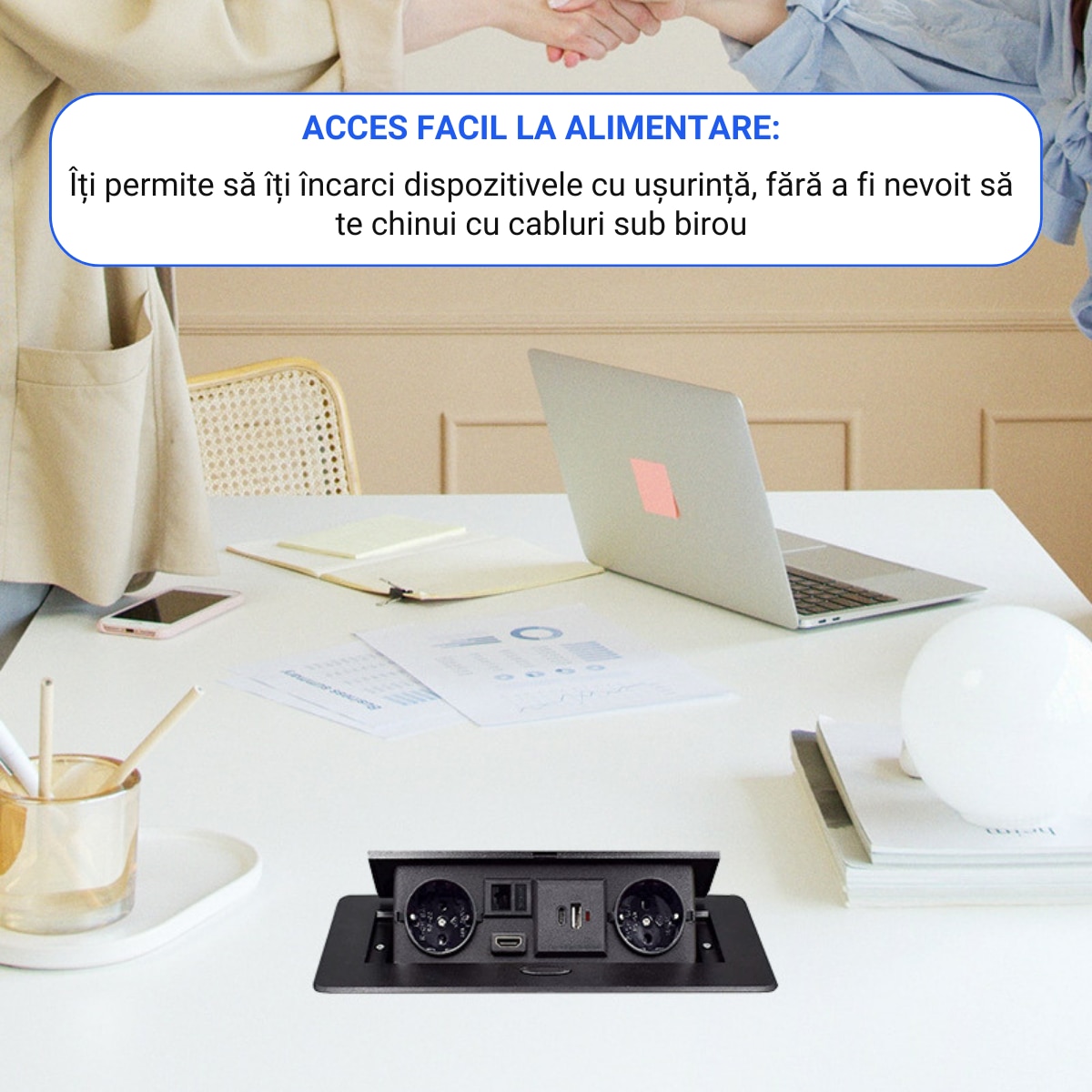 Priza Incorporabila in mobilier, ATOMKIT, 2 Prize Schuko, USB-A+C ...