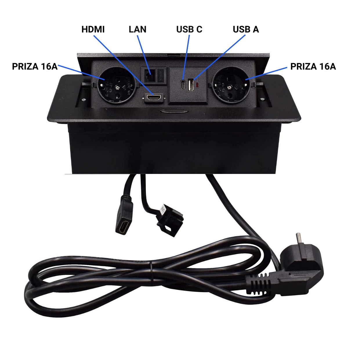 Priza Incorporabila in mobilier, ATOMKIT, 2 Prize Schuko, USB-A+C ...