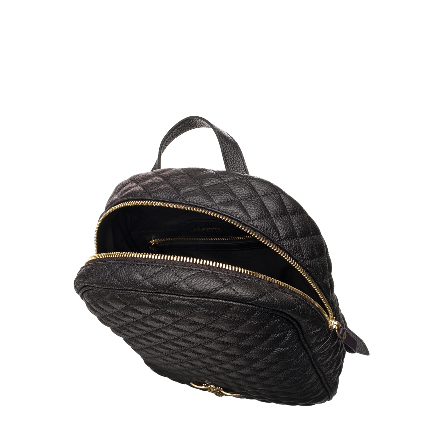 Geanta dama, Musette, Rimini Gm Matlasat, Piele naturala, negru, 29 x 9 ...