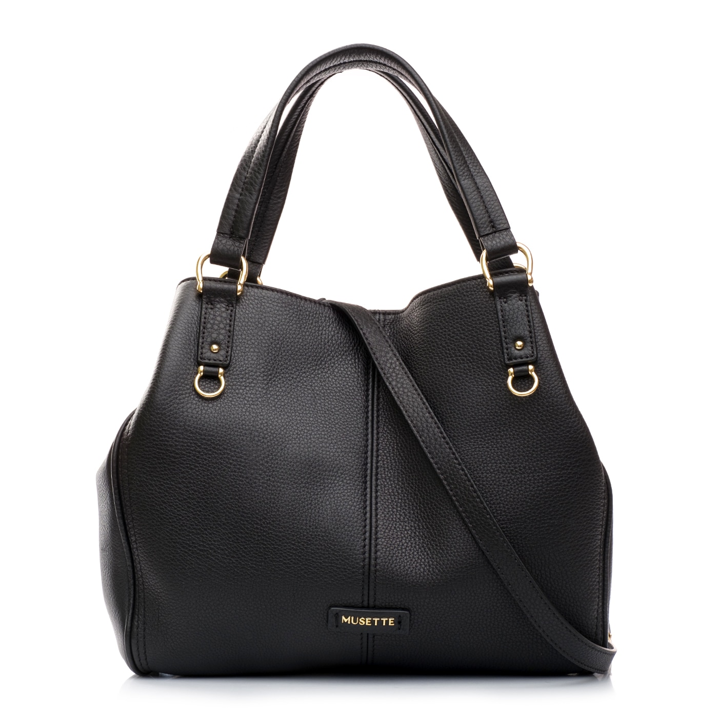 Geanta dama de umar, Musette, Arnela Pm, Piele naturala, negru, 36 x 11 ...
