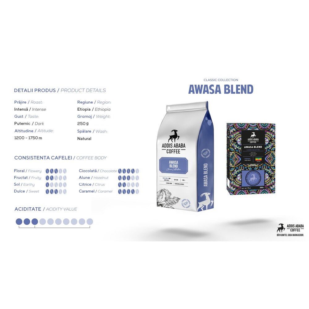 Cafea macinata Addis Ababa Coffee AWASA Blend, origine Etiopia, prajire ...