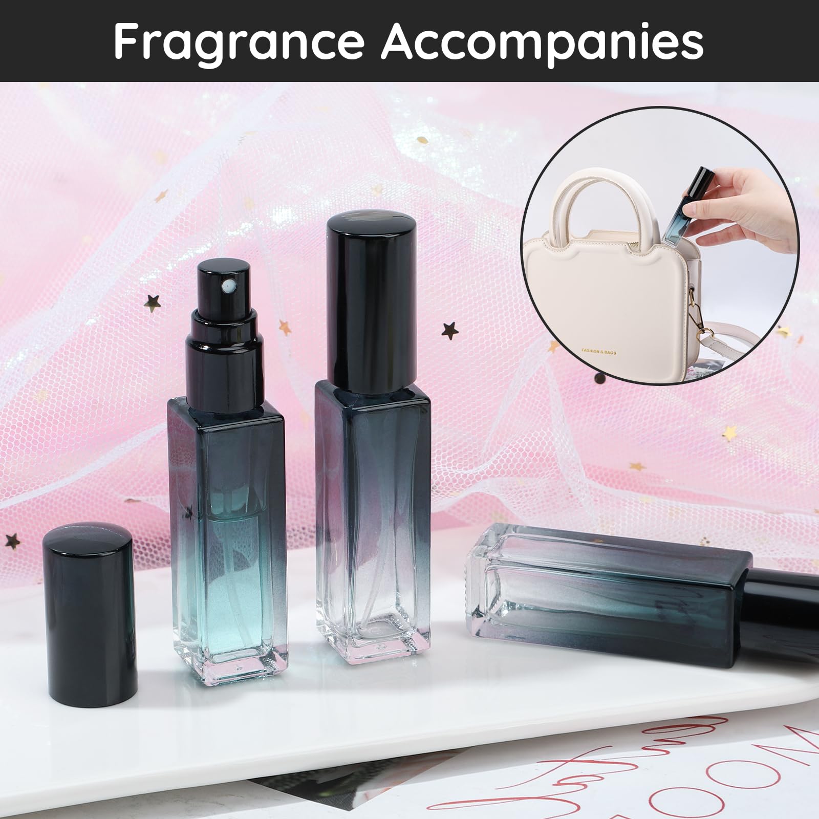 Set 3 sticle pentru parfum, Recipient cosmetice, sticla, maro, verde ...