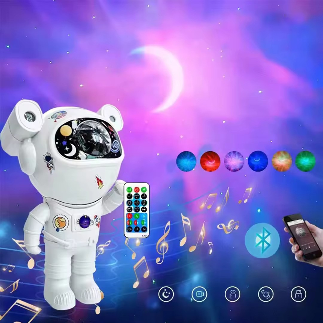 Proiector LED in forma de astronaut cu sunete si lumini, stickere ...