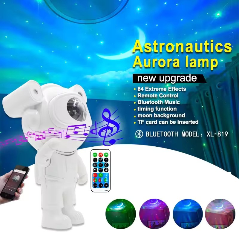 Proiector LED in forma de astronaut cu sunete si lumini, stickere ...