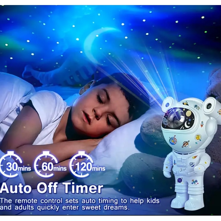 Proiector LED in forma de astronaut cu sunete si lumini, stickere ...