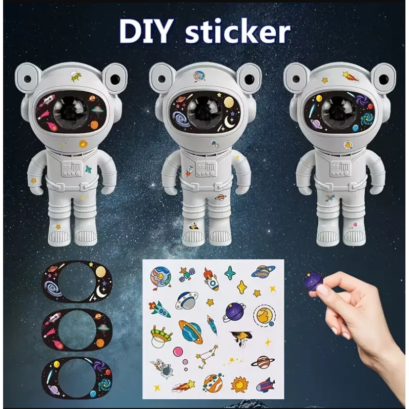 Proiector LED in forma de astronaut cu sunete si lumini, stickere ...