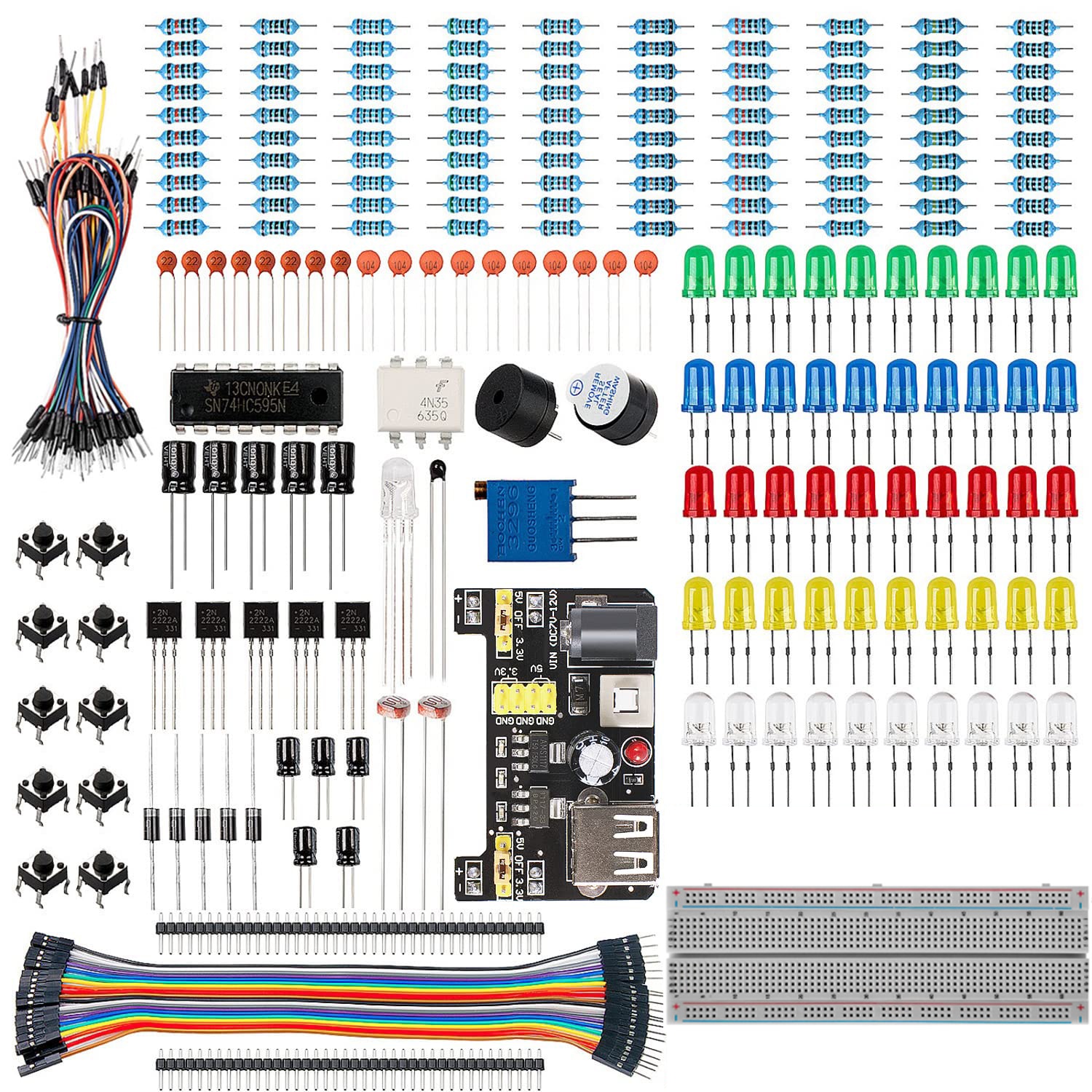 Set Componente Electronice, Breadboard 830 puncte, LED-uri, compatibil ...