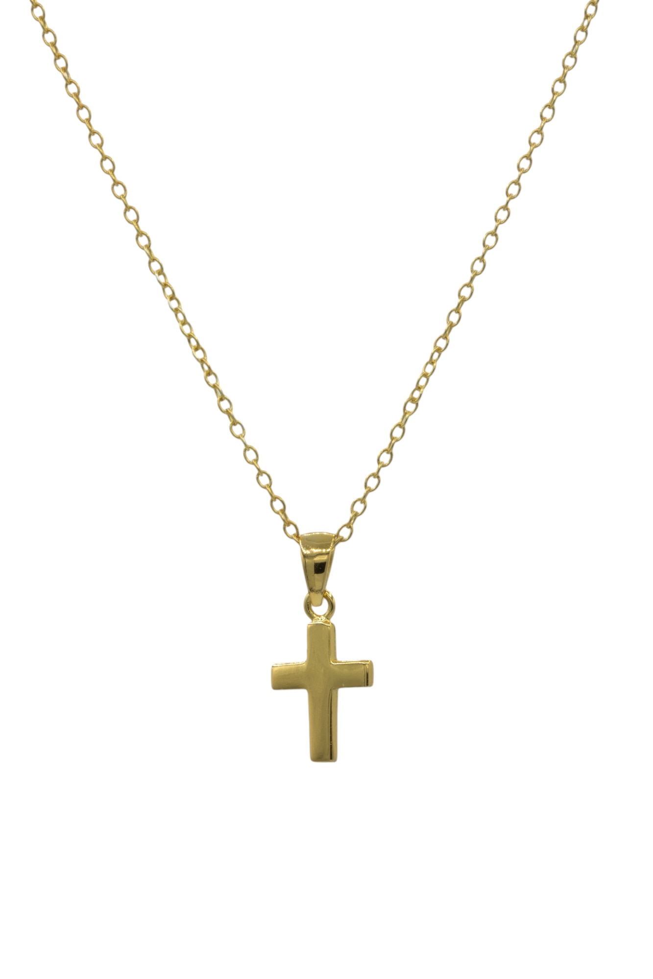 Colier din argint placat cu Aur 24K pandant Cruce - 38 cm - Unisex ...