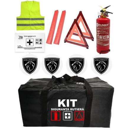 Kit Trusa siguranta rutiera auto omologat R.A.R, Stingator cu manometru ...