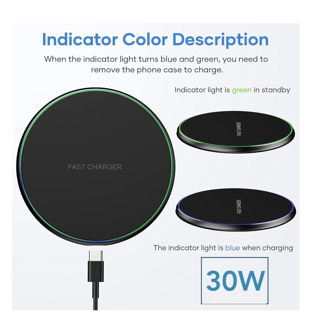 Set Incarcator Wireless super Fast Charging 30W, Pad QI compatibil cu ...
