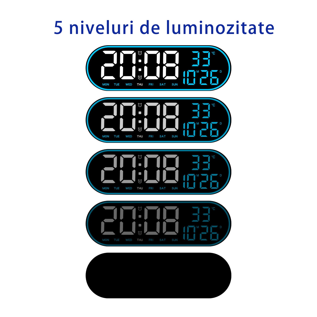 Ceas digital de perete VIENOD, LED cu ecran mare, 5 nivele de ...