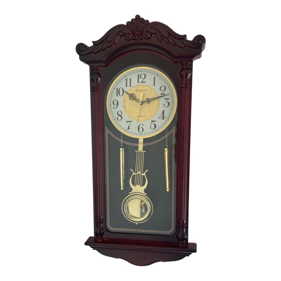 Ceas cu pendul BricoStar quartz, de perete, maro cherry, plastic ...