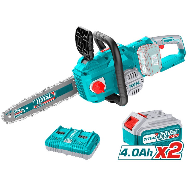 Drujba (fierastrau electric) cu lant pe acumulator Total TGSLI401682, 2 ...