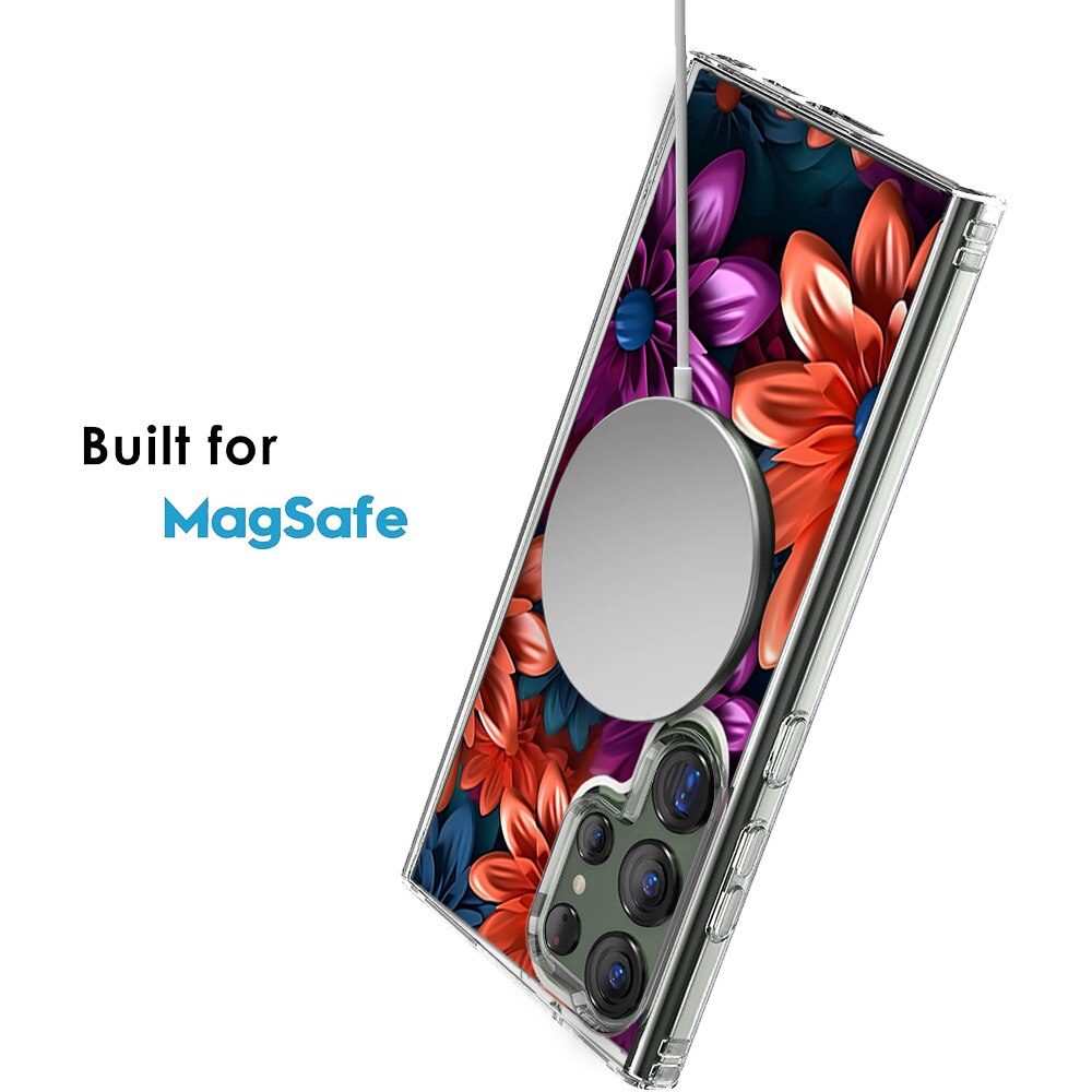 Персонализиран калъф за samsung galaxy s24 ultra, магнитна приставка magsafe, 3d flower mix 14 ...