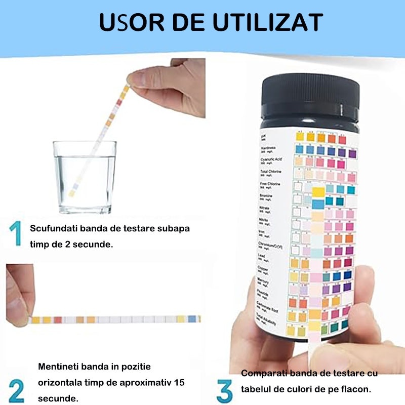 Benzi testare apa Rqiurpn, 16 in 1, multicolor, 100 buc, pentru acvarii ...