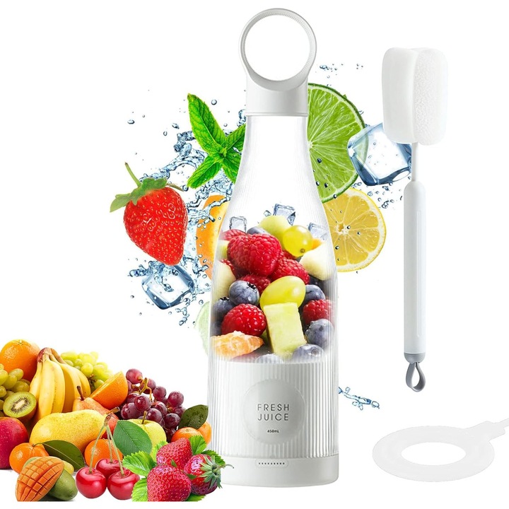 Mini blender multifunctional, portabil, cu baterie, capacitate 300ml ...