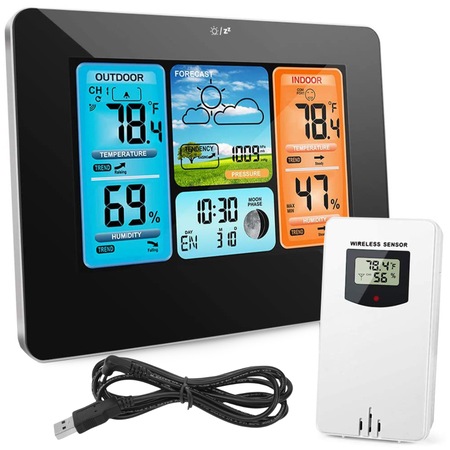 Set Statie meteo fara fir cu Senzor Exterior Lemaro®, Ecran LCD ...