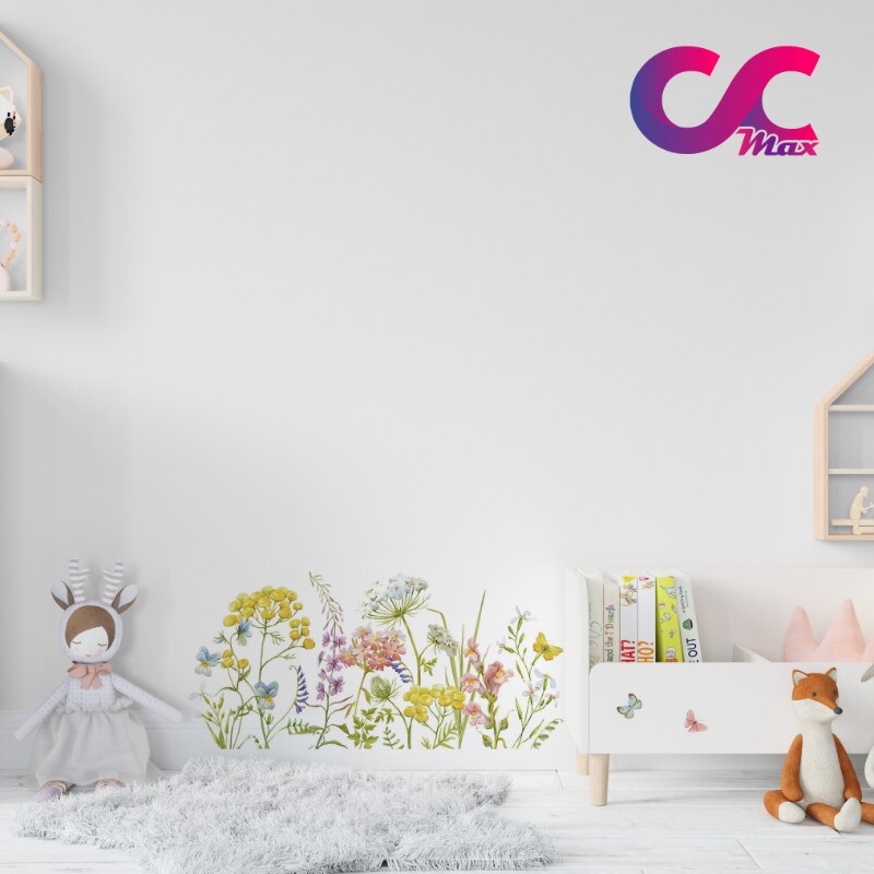 Sticker Decorativ Autoadeziv CCmax, Flori cu Fluturi, Verde cu imprimeu ...