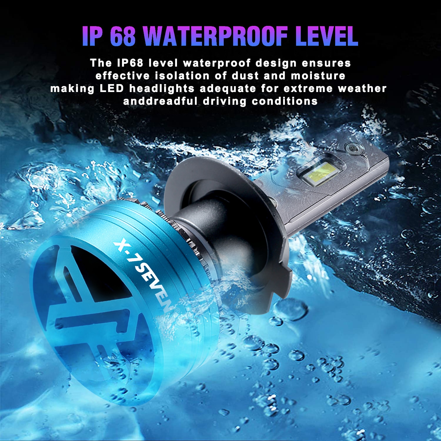 Комплект от 2 LED крушки H7, X-7seven® Apollo, светлина 6500K, 14000 лумена, 70w, 9-36V, Canbus ...