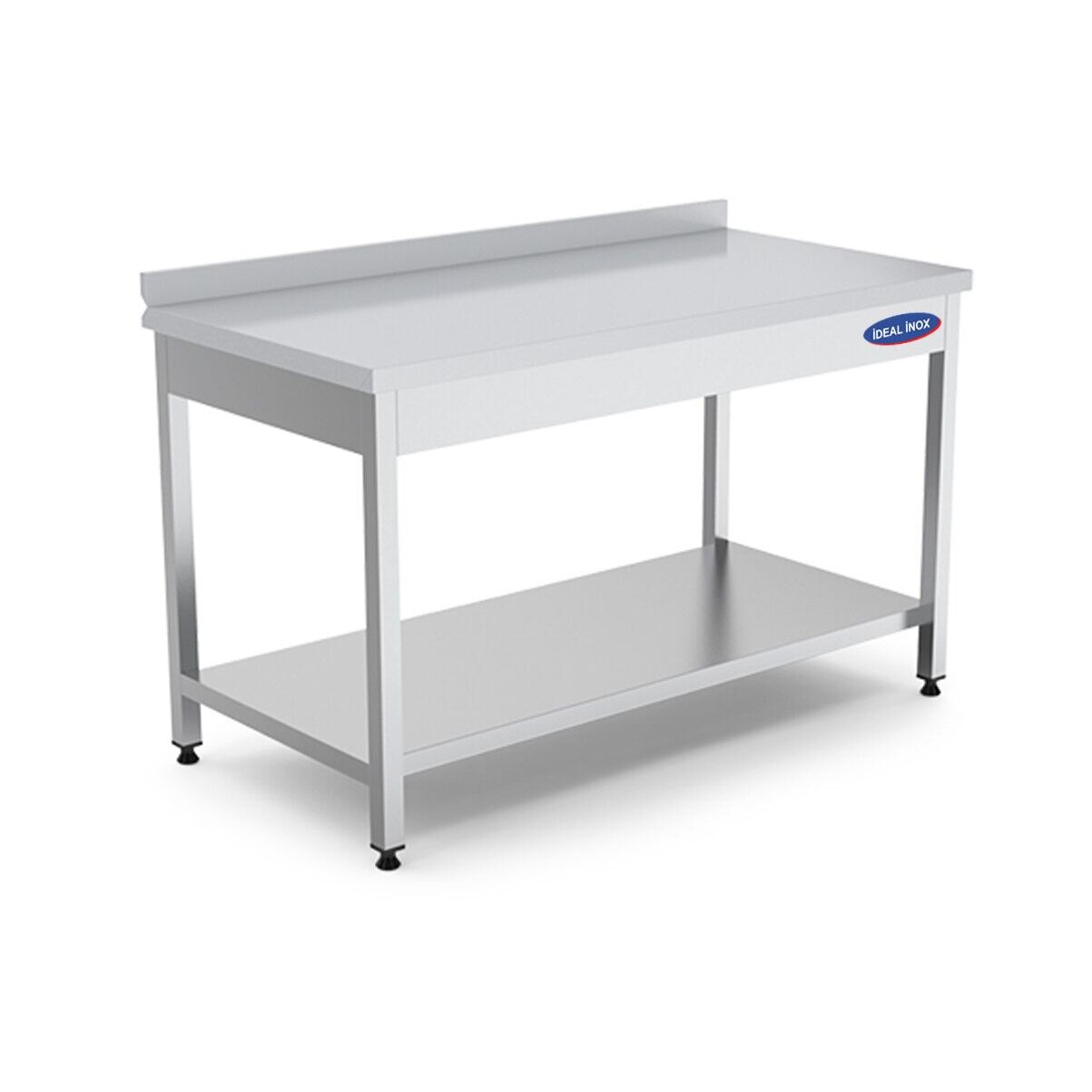 Masa de lucru inox cu polita si rebord Ideal Inox 2000x700x850 - eMAG.ro