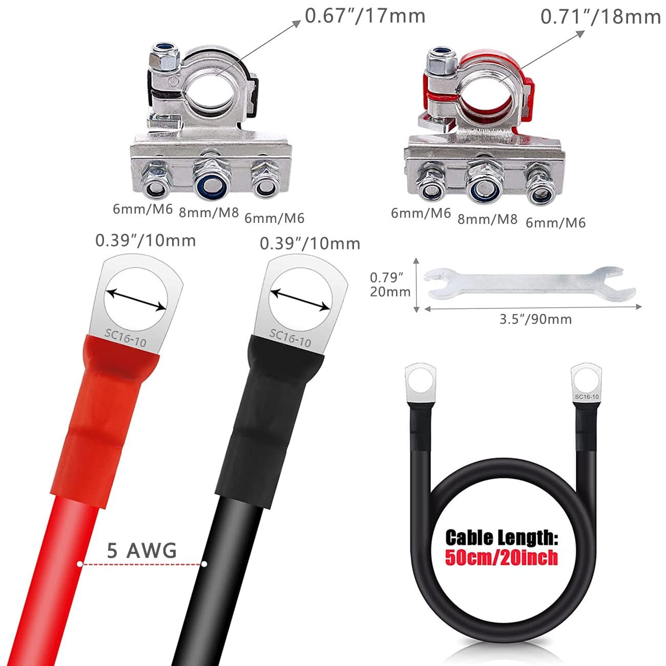 Set doua borne profesionale, Baterie auto terminal, 12/24V, Vine cu un ...