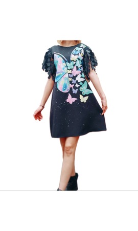 Rochie dama, Fluturi pictati, Barbie, Multicolor, XL INTL - eMAG.ro