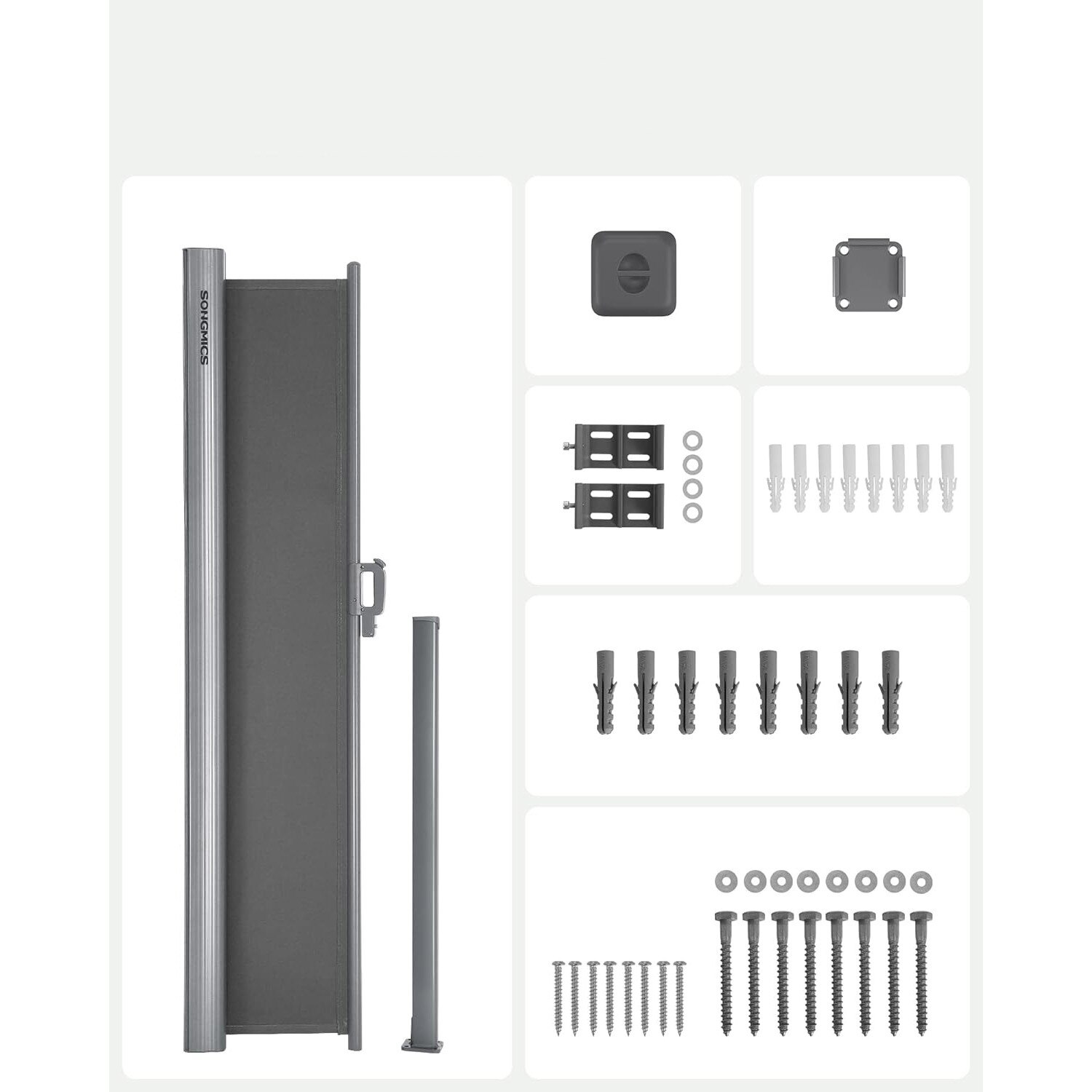 Paravan lateral pentru intimitate SONGMICS, extensibil, sistem fixare ...