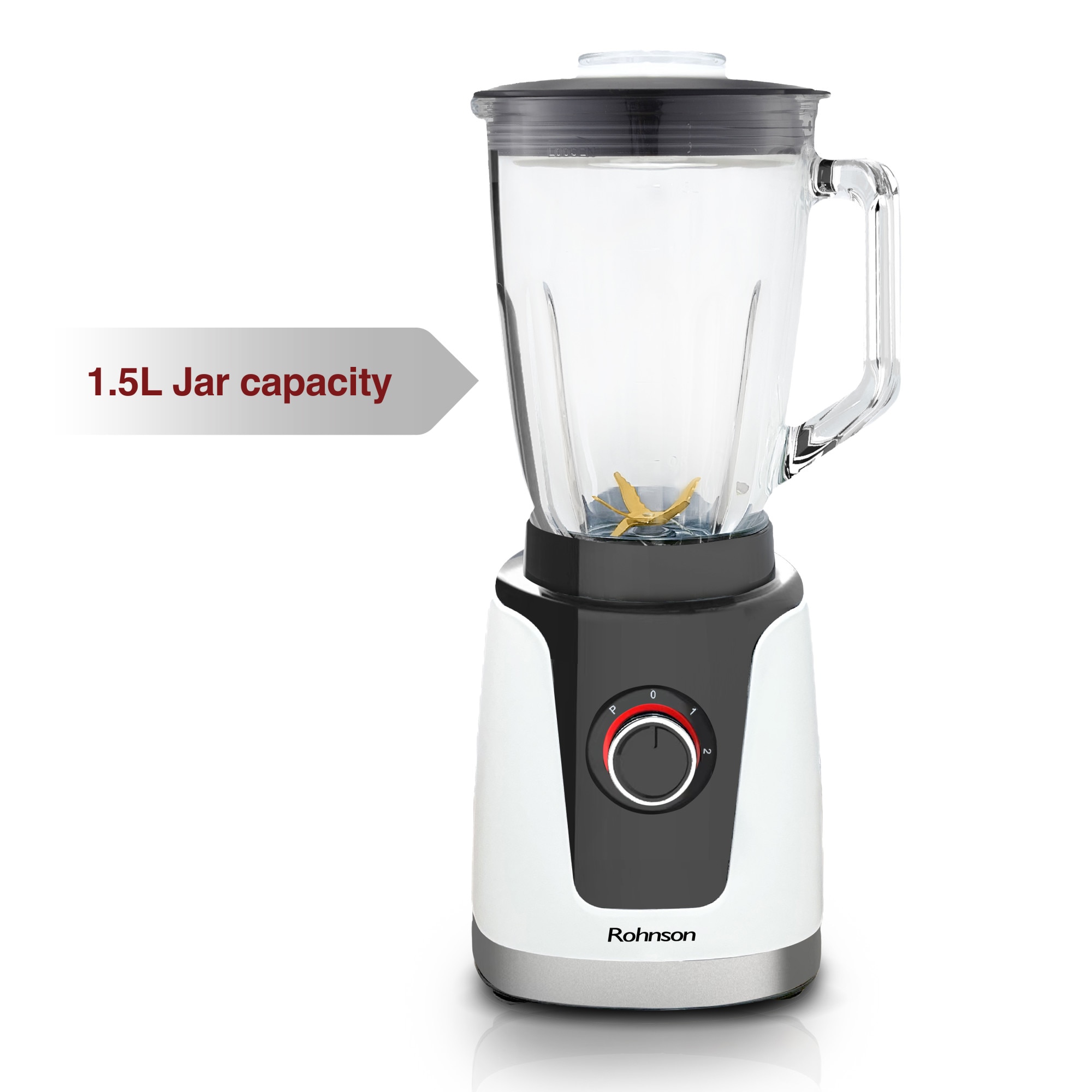 Blender de masa Rohnson R5337, 1500W, 17, 000 rpm, cana sticla, 1.5L, 6 ...