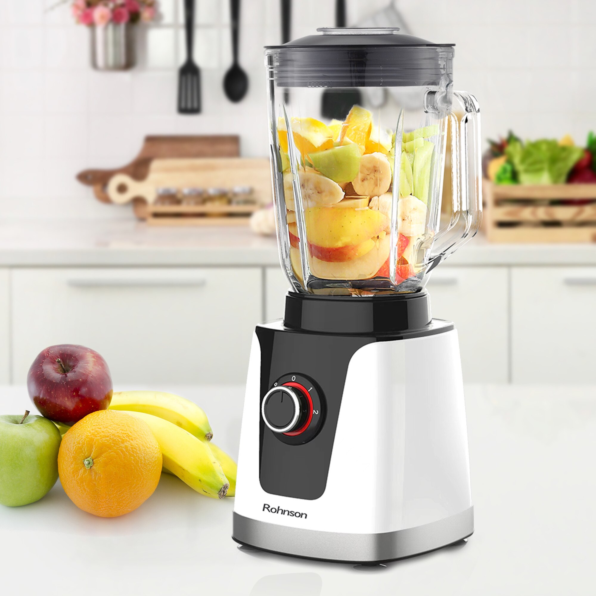 Blender de masa Rohnson R5337, 1500W, 17, 000 rpm, cana sticla, 1.5L, 6 ...